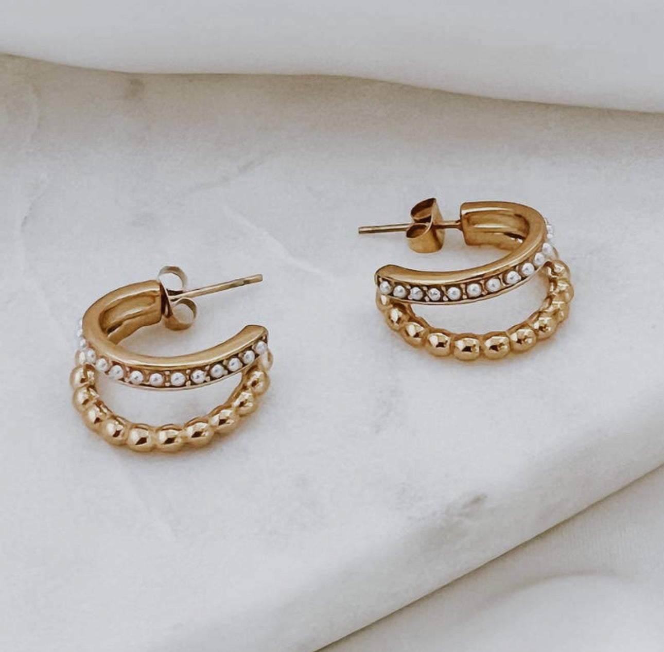 Water Safe Enzo Gold Pearl Earrings – Salty Chic Boutique