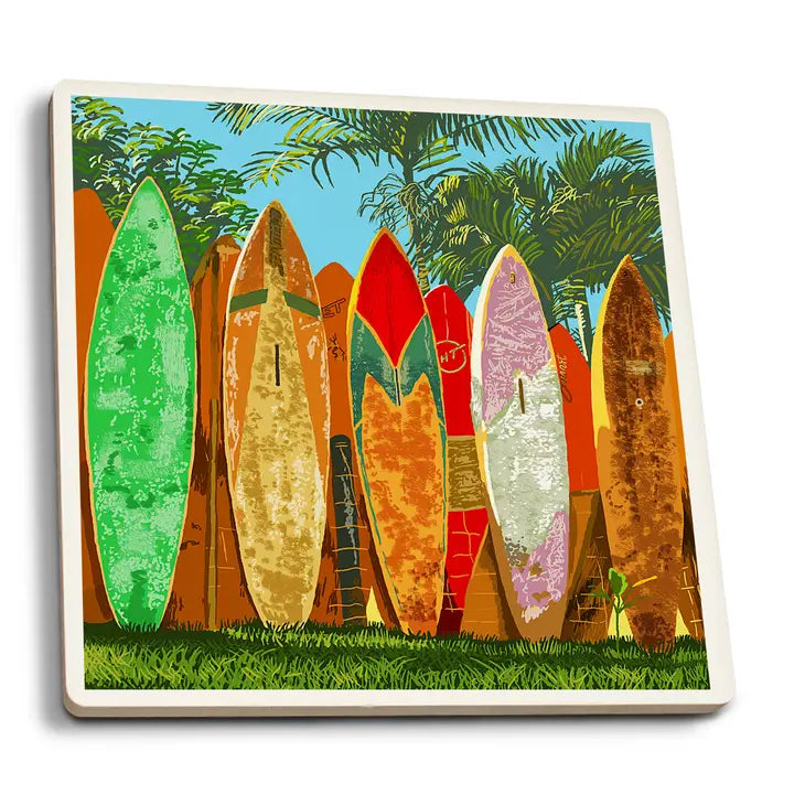 Ceramic Coaster Surfboard Fence – Salty Chic Boutique
